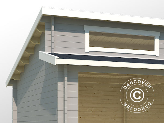 Dobbeltgarage, carport i træ Vaasa, 7,8x5,2x3,21m, 44mm, Lysegrå